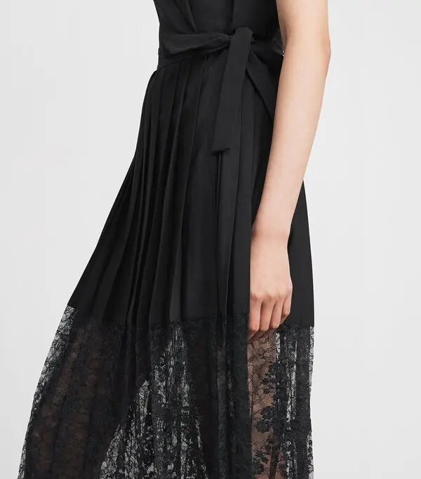 Sandro Sleeveless Lace Detail Blazer Midi Dress