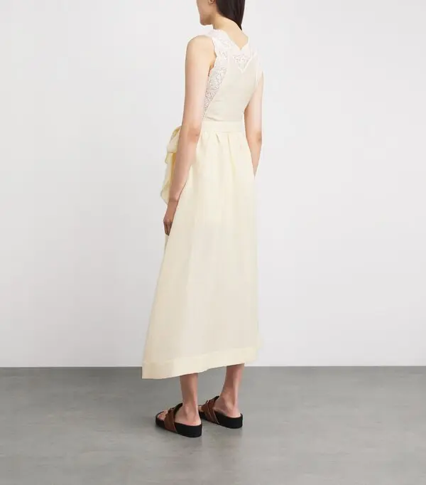 Sandro Lace-trimmed Linen-blend Midi Jumpsuit