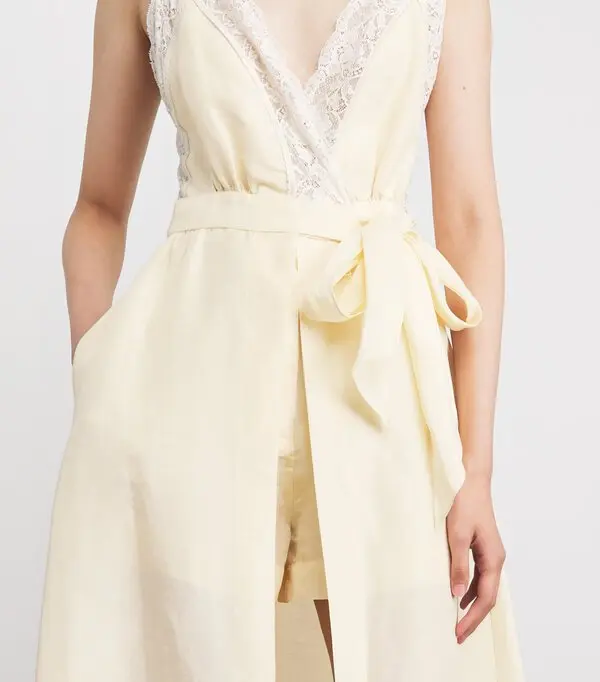Sandro Lace-trimmed Linen-blend Midi Jumpsuit