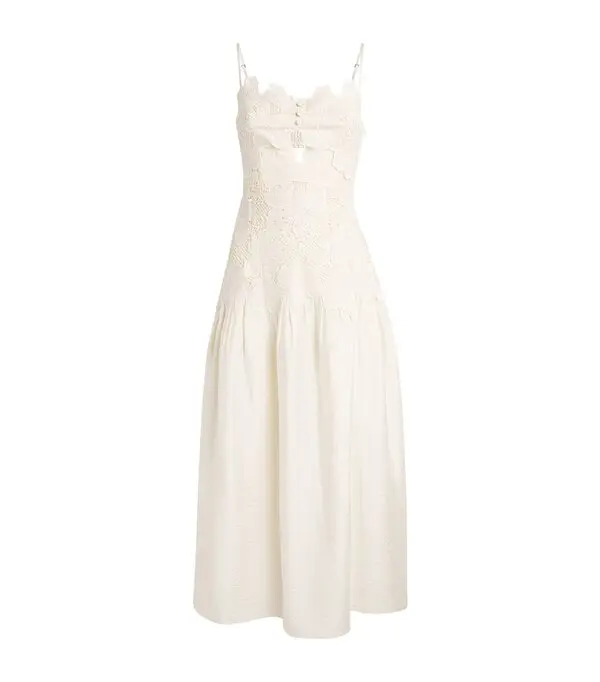 Sandro Guipure-lace Sleeveless Midi Dress - Beige