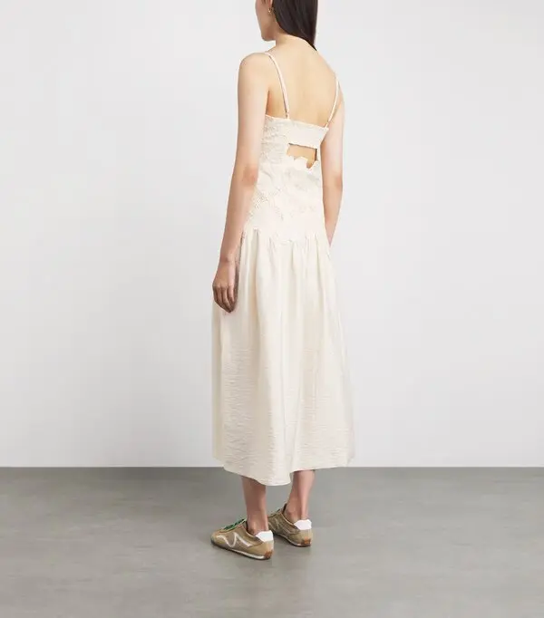 Sandro Guipure-lace Sleeveless Midi Dress - Beige