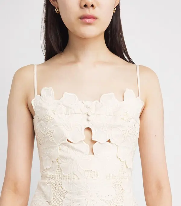 Sandro Guipure-lace Sleeveless Midi Dress - Beige