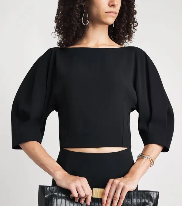RETORI Cady V-back Blouse With Jewel Buttons - Black