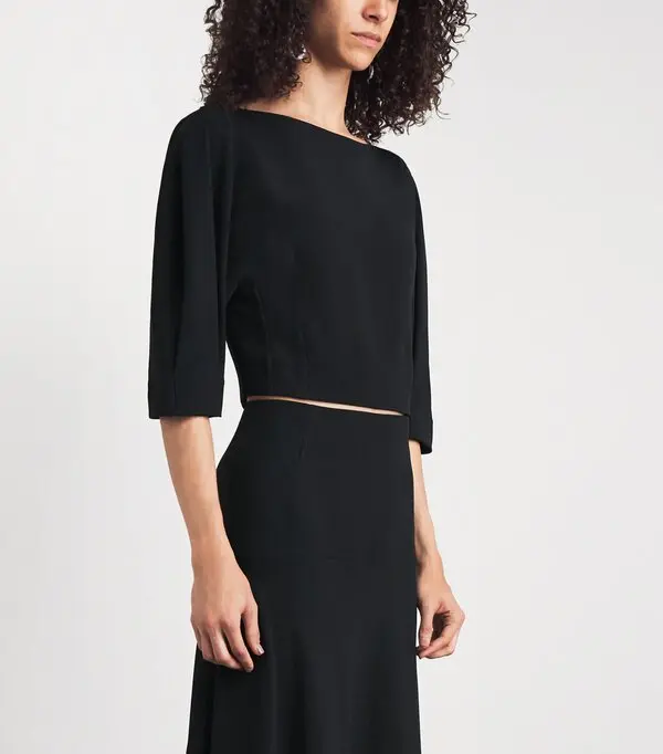 RETORI Cady V-back Blouse With Jewel Buttons - Black