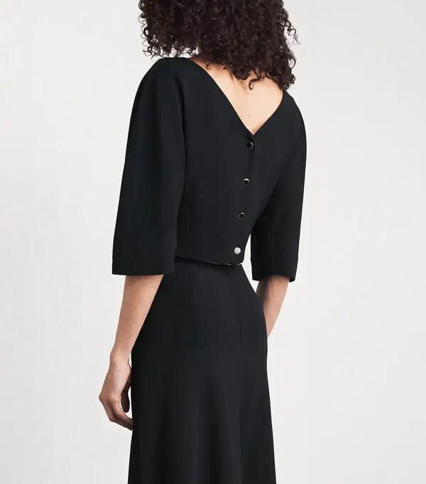 RETORI Cady V-back Blouse With Jewel Buttons - Black