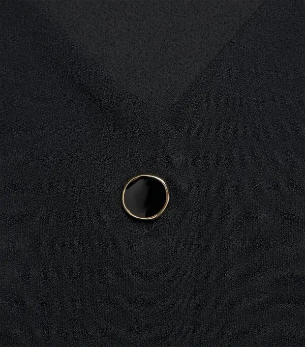 RETORI Cady V-back Blouse With Jewel Buttons - Black