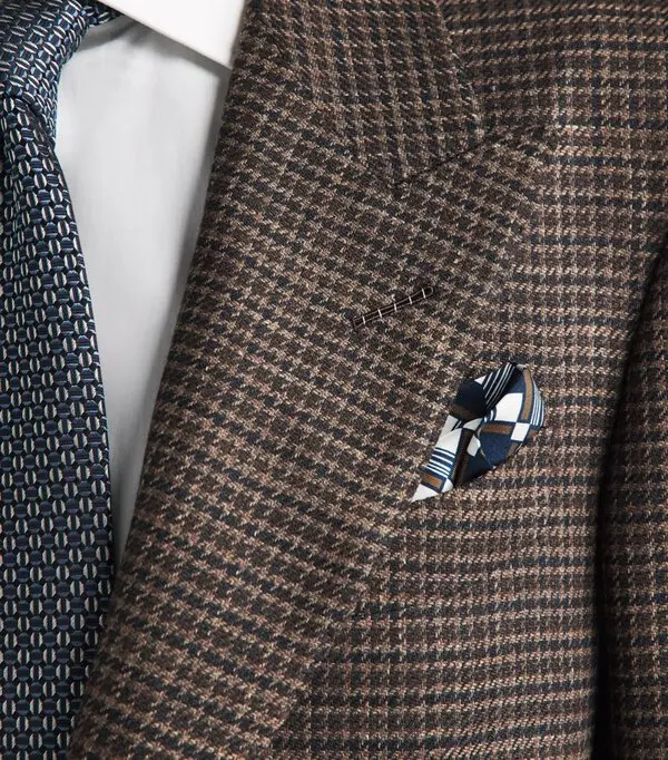 Eton Silk Geometric Pocket Square - Navy