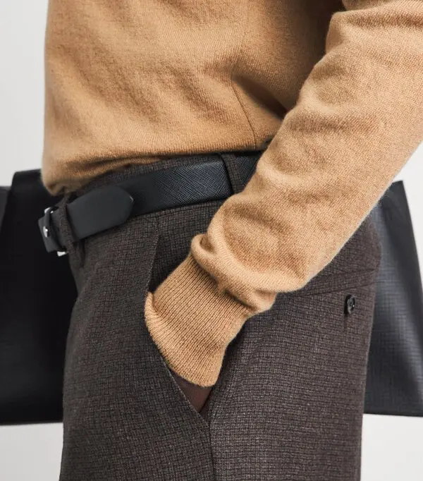 LARDINI Virgin Wool-cashmere Open-collar Polo Shirt