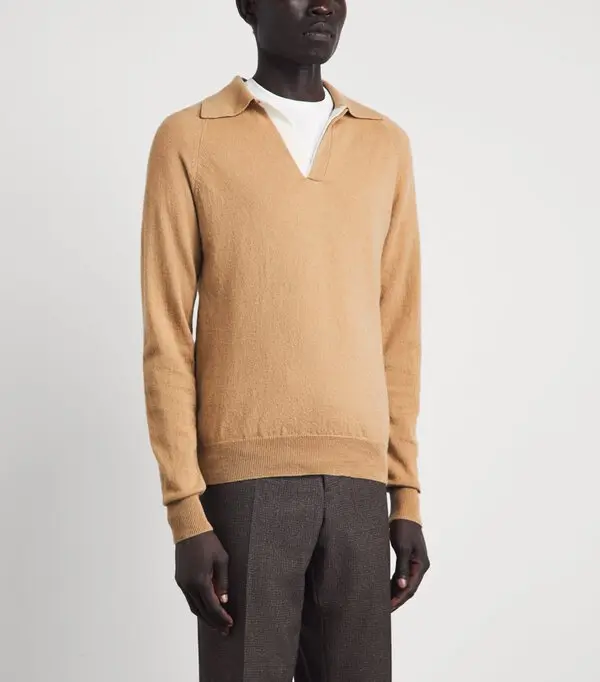 LARDINI Virgin Wool-cashmere Open-collar Polo Shirt