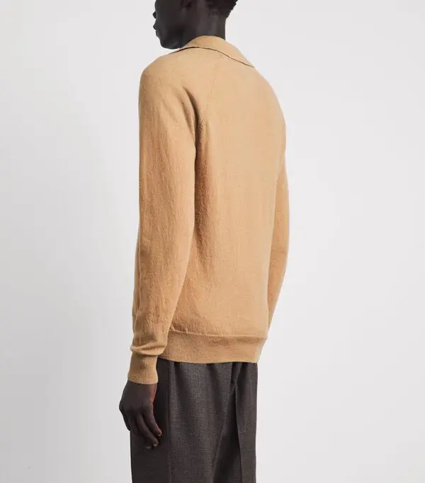 LARDINI Virgin Wool-cashmere Open-collar Polo Shirt