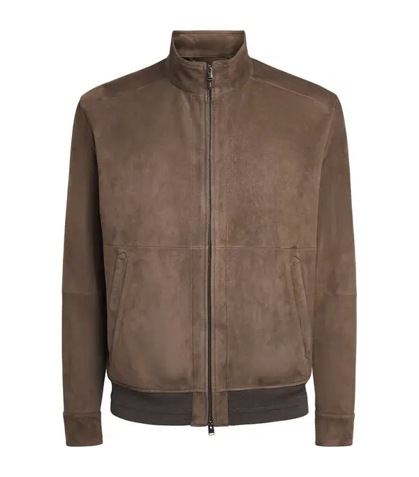 Canali Lamb Suede Bomber Jacket
