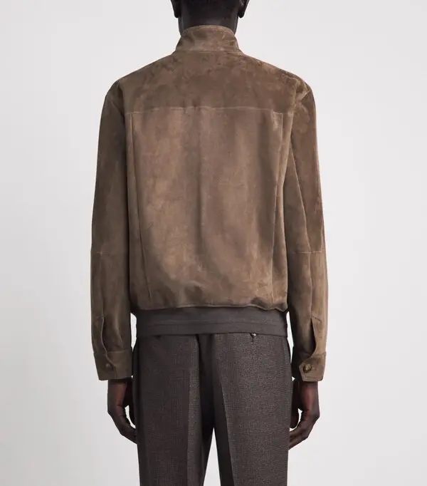Canali Lamb Suede Bomber Jacket