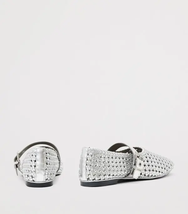 ALLSAINTS Sabine Woven Leather Ballet Flats - Grey