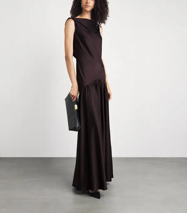 Roland Mouret Satin Boatneck Gown