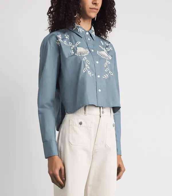 Veronica Beard Embellished Cotton Poplin Shirt