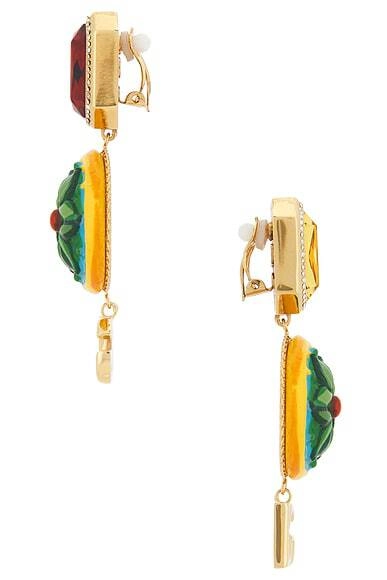 Dolce & Gabbana Logo Drop Earrings With Multi-coloured Stones