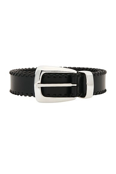 Khaite Benny Whipstitch Leather Belt - Black