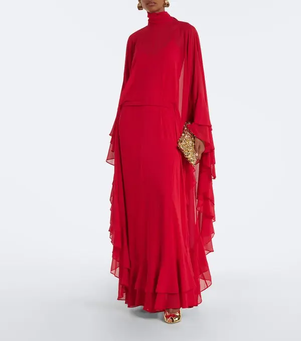 DE LA VALI Socorro Chiffon Maxi Dress