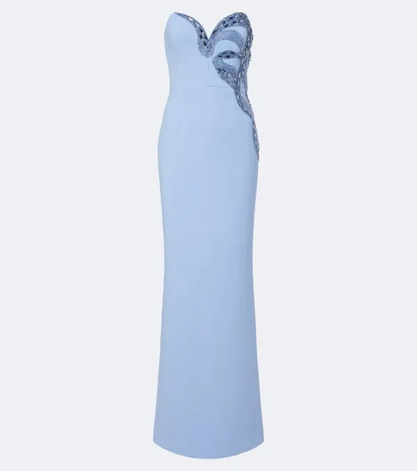 Rebecca Vallance Aylin Embellished Crepe Bustier Gown - Blue