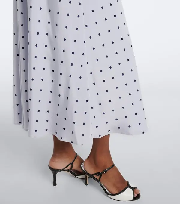 Alessandra Rich Belted Polka-dot Halterneck Silk Midi Dress - Blue