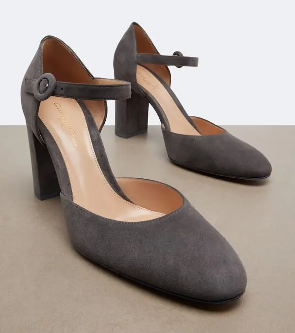 GIANVITO ROSSI Suede Pumps With Buckle-fastening Ankle Strap