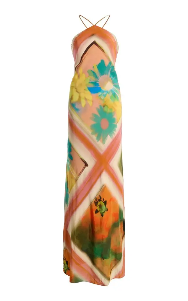Staud Printed Crepe De Chine Maxi Dress - Multi