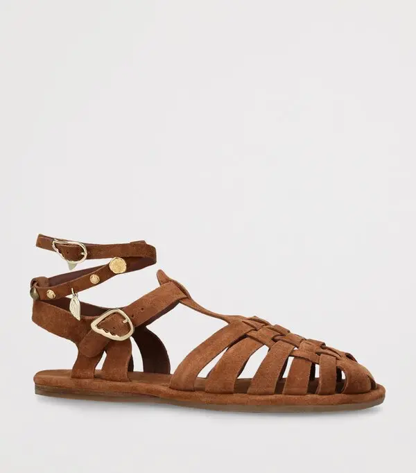 ANCIENT GREEK SANDALS Karina Suede Gladiator Sandals - Brown