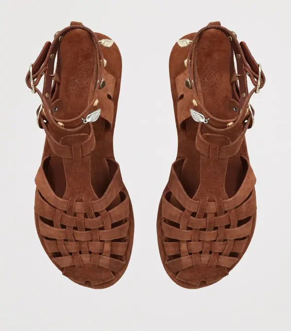 ANCIENT GREEK SANDALS Karina Suede Gladiator Sandals - Brown