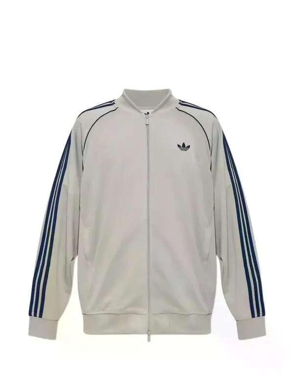 Adidas Logo Embroidered Zip-up Sweatshirt - Grey