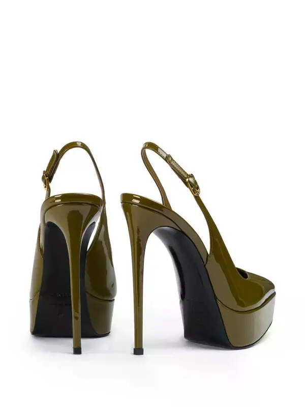 LE SILLA Uma Patent-leather Platform Pumps - Green