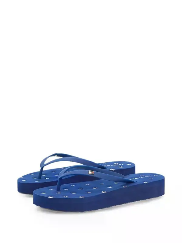 Tommy Hilfiger Logo Print Platform Flip-flops - Blue