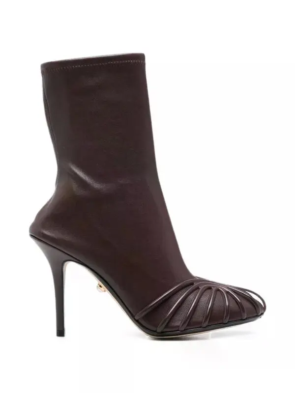 ALEVI MILANO Karen Cage Detail Stiletto Heel Ankle Boots - Red