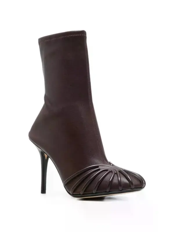 ALEVI MILANO Karen Cage Detail Stiletto Heel Ankle Boots - Red