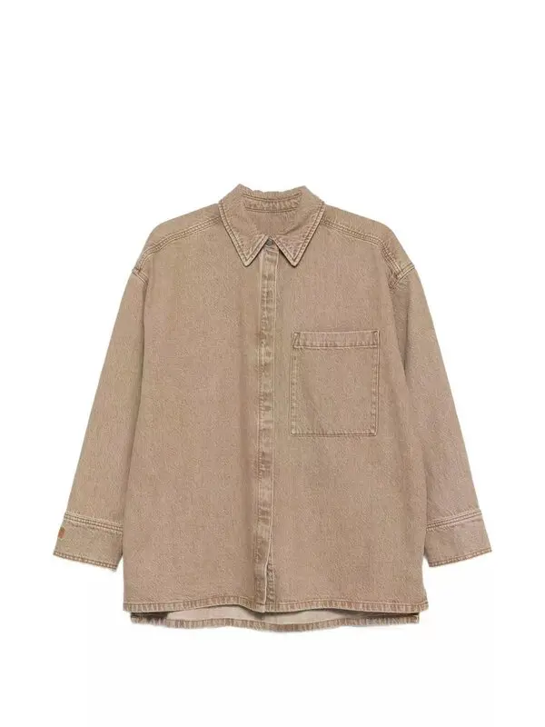 BY MALENE BIRGER Washed Cotton Denim Shirt With Embroidered Logo