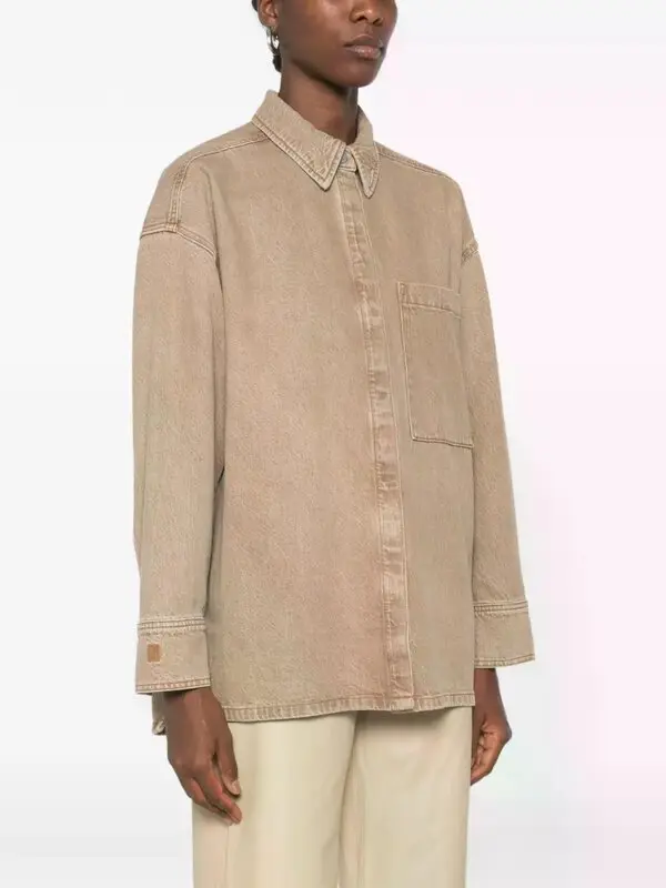 BY MALENE BIRGER Washed Cotton Denim Shirt With Embroidered Logo