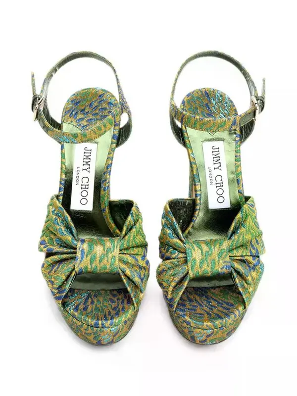 JIMMY CHOO Heloise Knotted Platform Sandals - Green