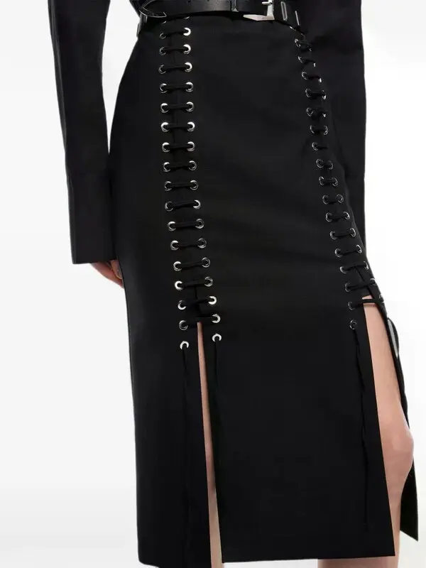 Pinko Lace-up Front-slit Skirt