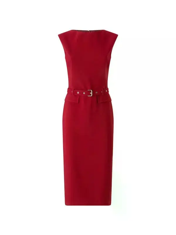 Pinko Belted Sleeveless Boat Neck Dress - Red