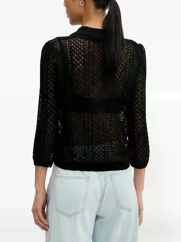VICOLO Pointelle-knit Cardigan - Black