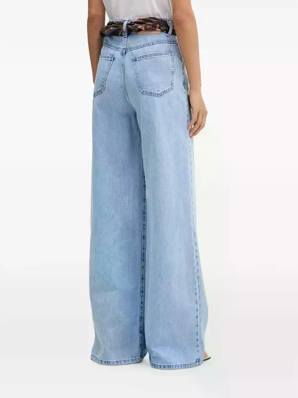 VICOLO Belted Wide-leg Jeans