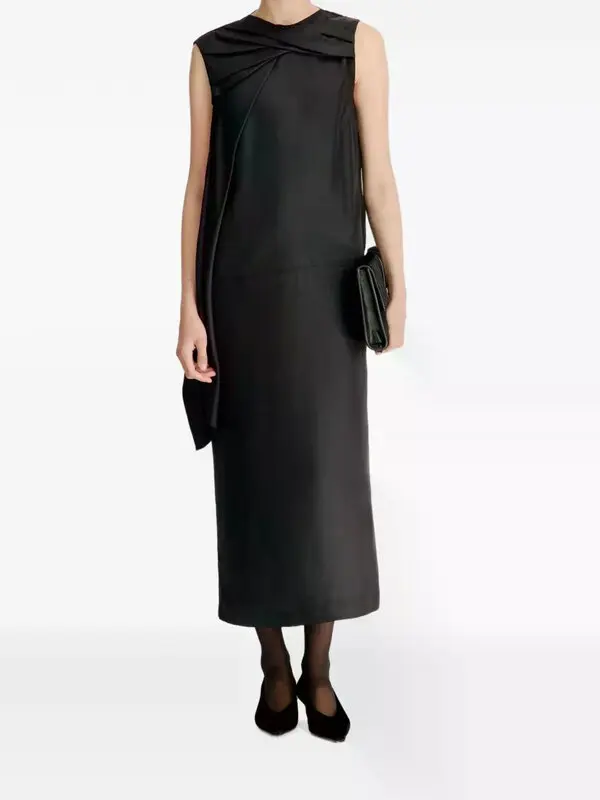 Loulou De Saison Izia Draped-detailing Midi Dress - Black