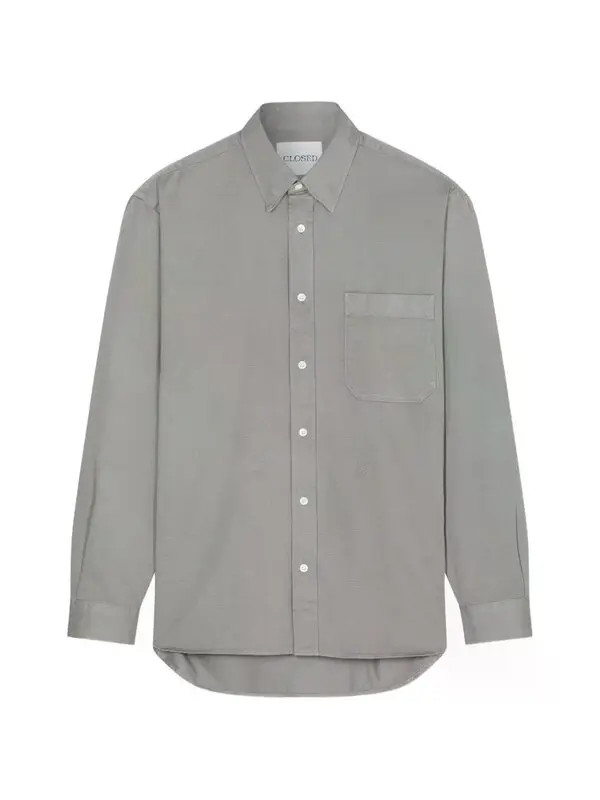 Closed Chest-pocket Button-down Shirt - Grey
