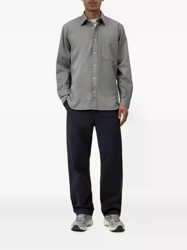 Closed Chest-pocket Button-down Shirt - Grey