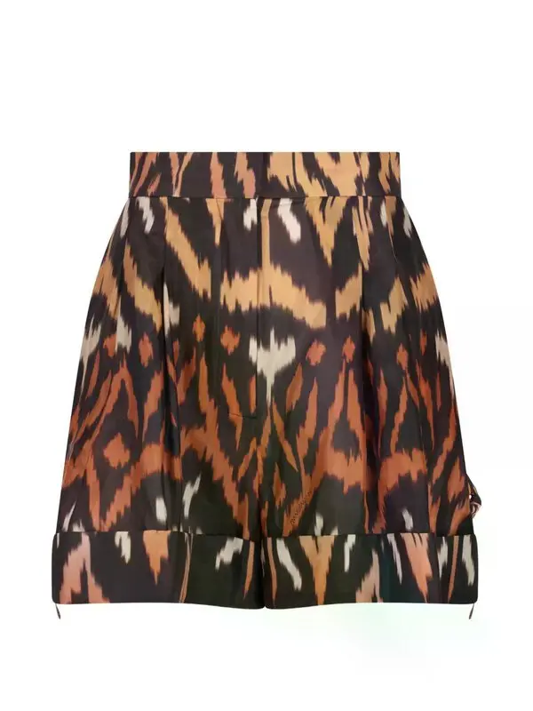 Zimmermann Ikat-print Silk High-waisted Shorts