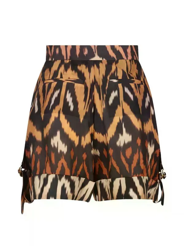 Zimmermann Ikat-print Silk High-waisted Shorts