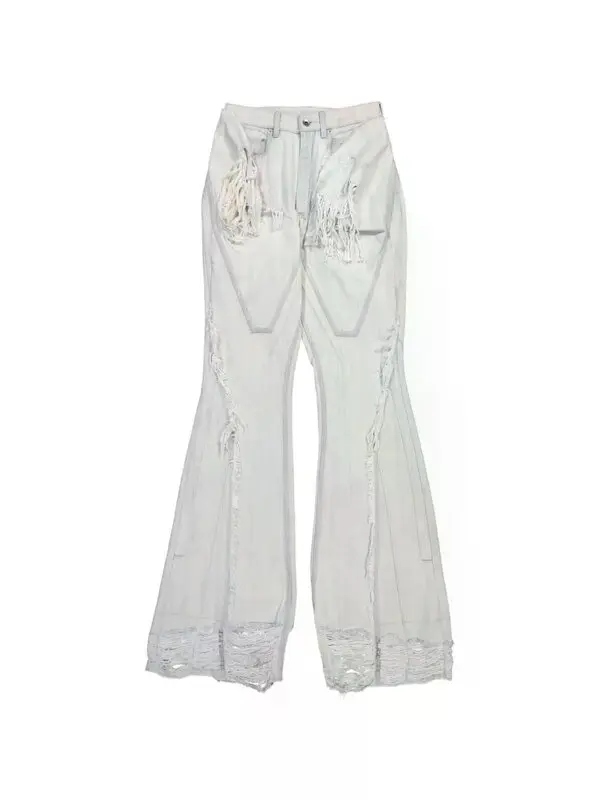 Rick Owens Slivered Bootcut Frayed Jeans