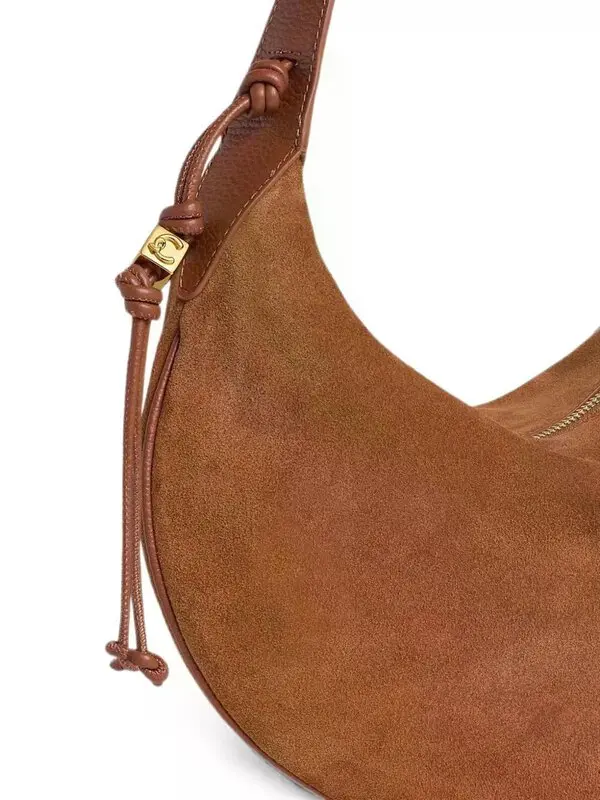 COCCINELLE Suede Shoulder Bag With Drawstring Details - Brown