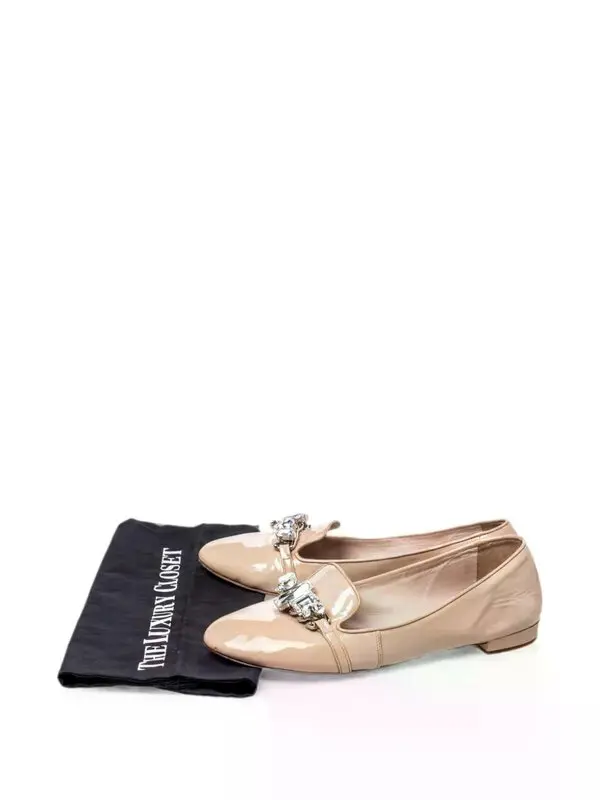Miu Miu Beige Crystal Embellished Loafers