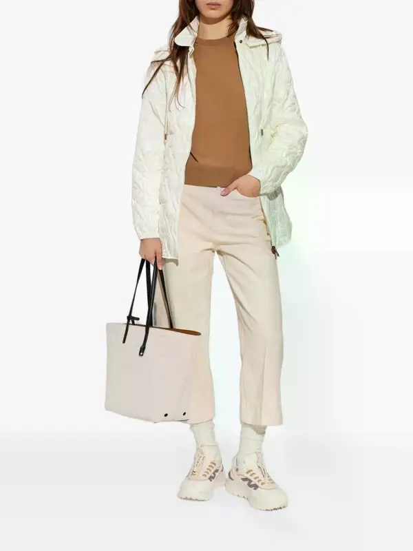 Moncler Balette Geometric-quilted Hooded Jacket - Neutrals