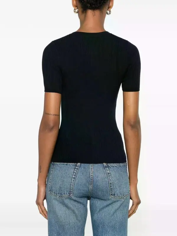 Sandro Ribbed-knit Buttoned Top